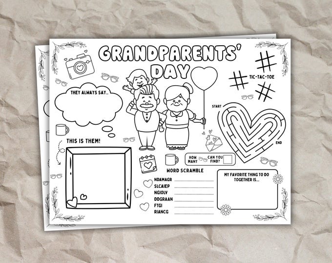 Grandparents Day Bookmarks Printable Grandparent's Day Activity Grandpa ...