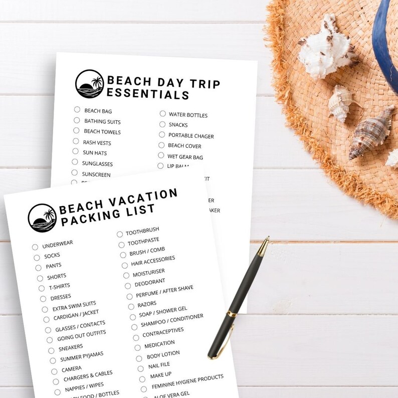 Beach Packing List Printable Beach Vacation Packing List Beach Day Trip ...