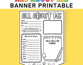 Printable All About Me Worksheet Back to School Activity - Etsy