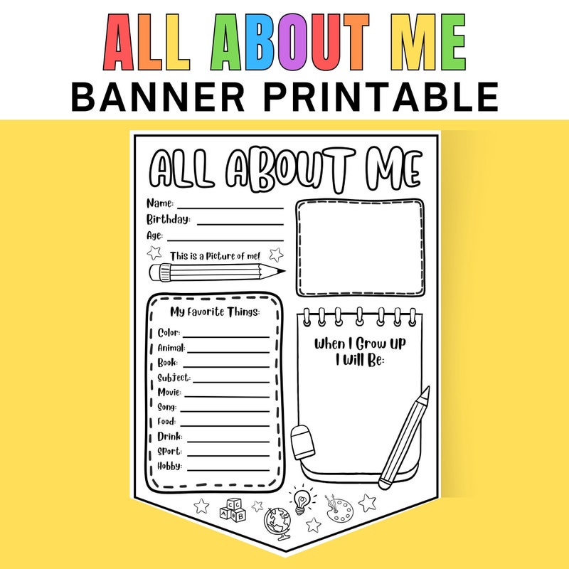 All About Me Pennant - Etsy