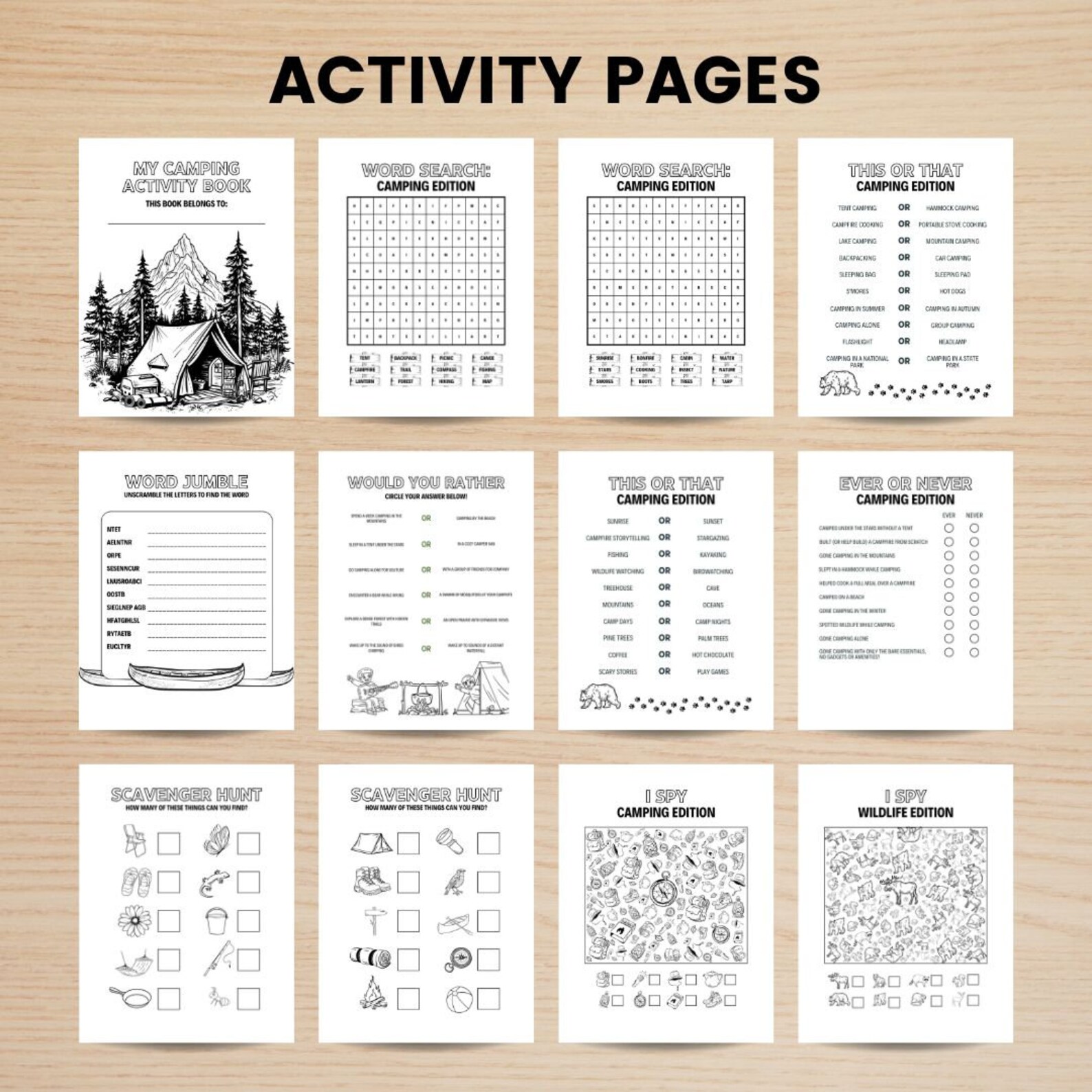 Camping Activity Bundle Printable Camping Kids Activities Camping ...