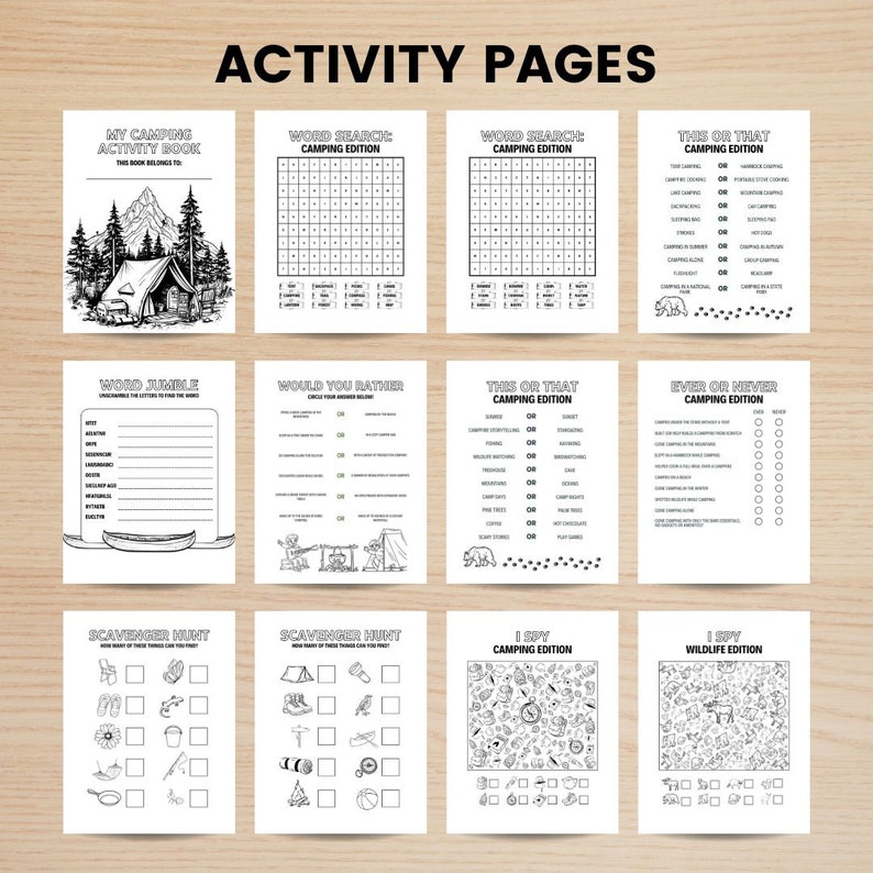 Camping Activity Bundle Printable Camping Kids Activities Camping ...