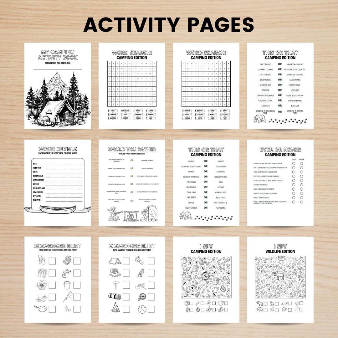 Camping Activity Bundle Printable Camping Kids Activities Camping ...