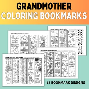 Grandmother Bookmarks Grandparents Day Bookmarks Printable Grandparent ...