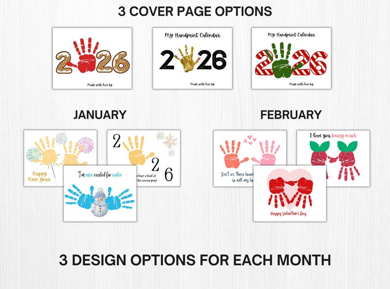 2026 Handprint Calendar Craft Calendar Keepsake Gift From Kids Toddler ...