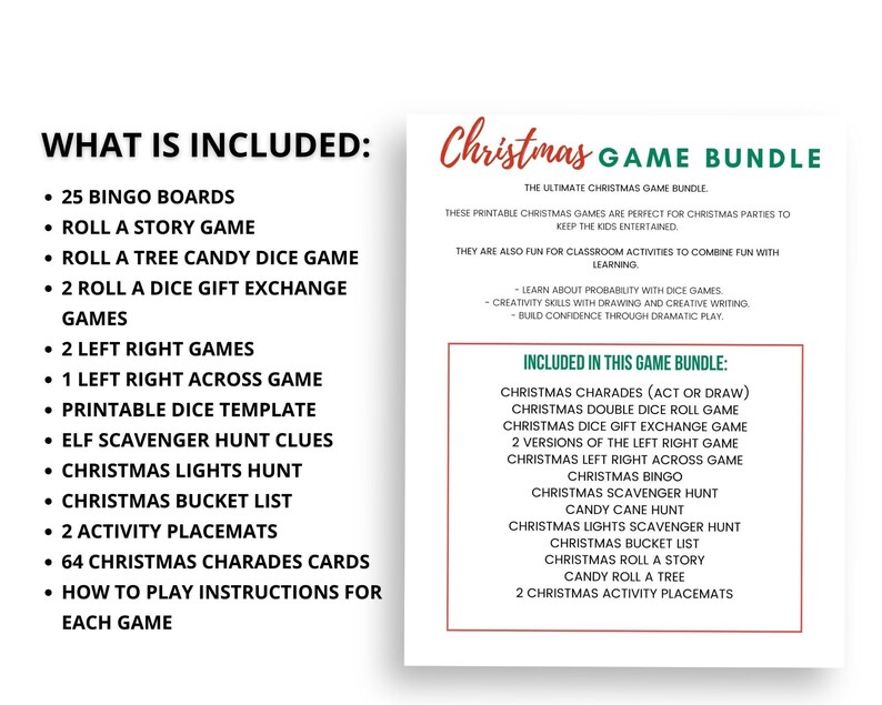 Printable Christmas Game Bundle, Christmas Party Games for Kids, Fun ...