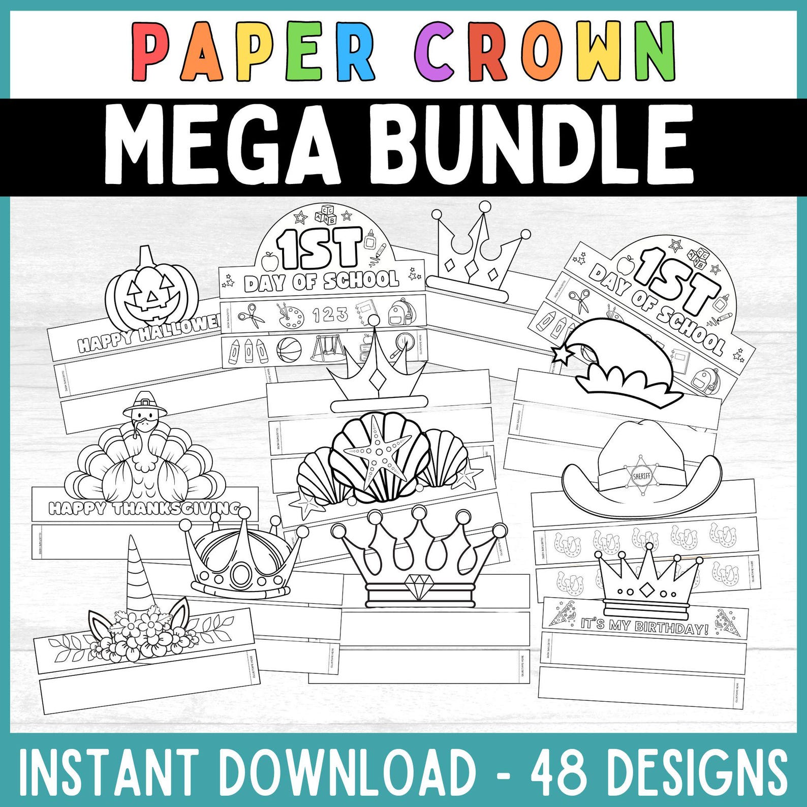 Birthday Paper Crown Printable Birthday Crowns Birthday Headband ...