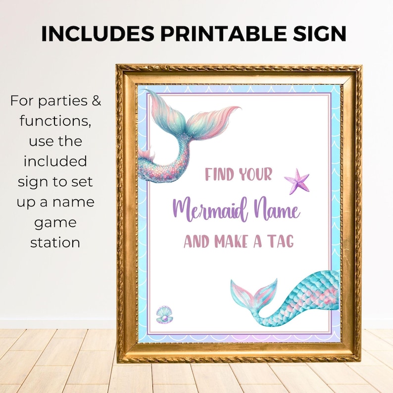What's Your Mermaid Name Party Game Printable Mermaid Game Mermaid Name ...