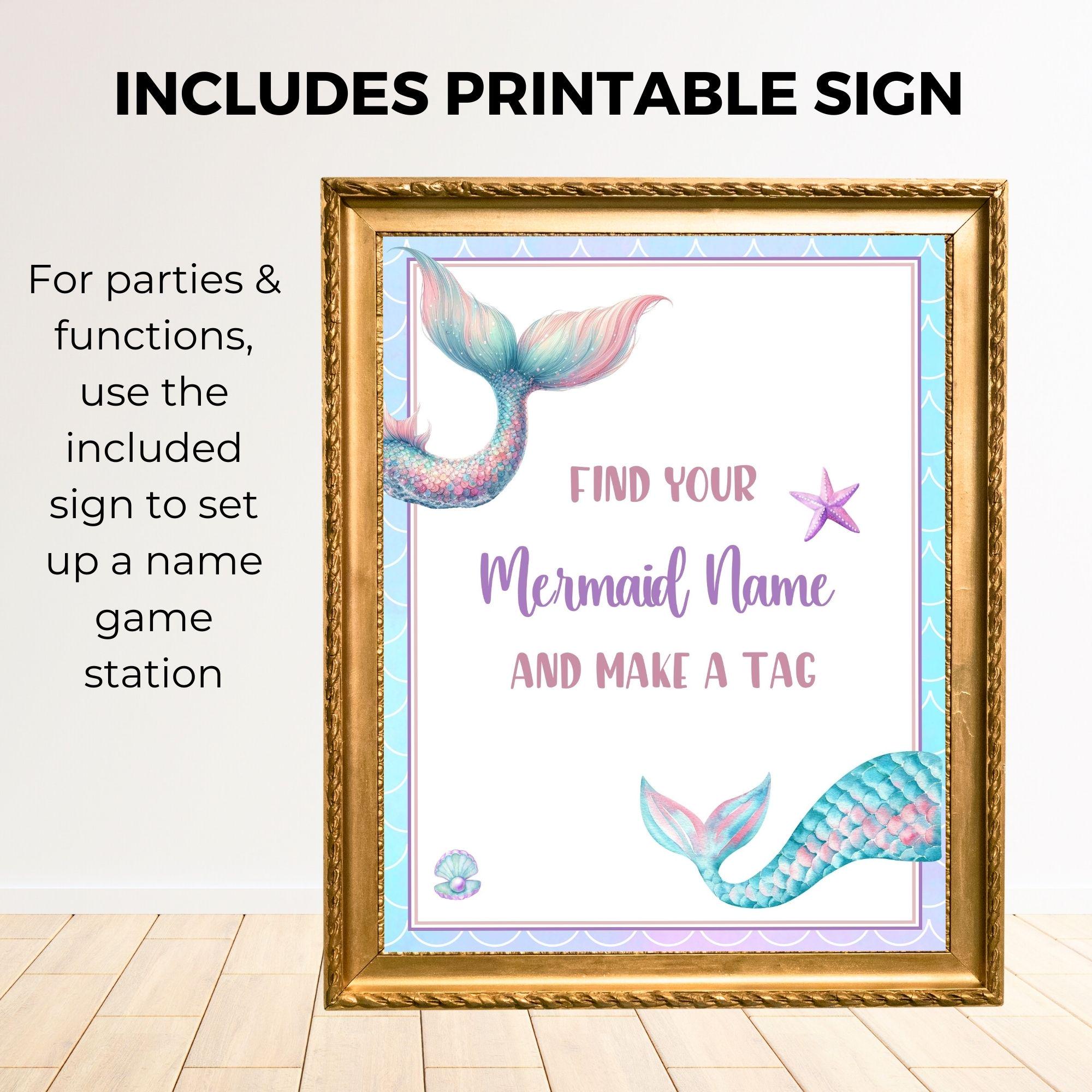 What's Your Mermaid Name Party Game Printable Mermaid Game Mermaid Name ...