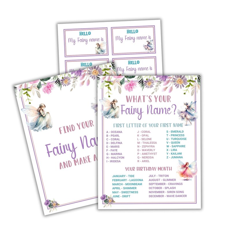 What's Your Fairy Name Party Game Printable Fairy Game Fairy Name ...