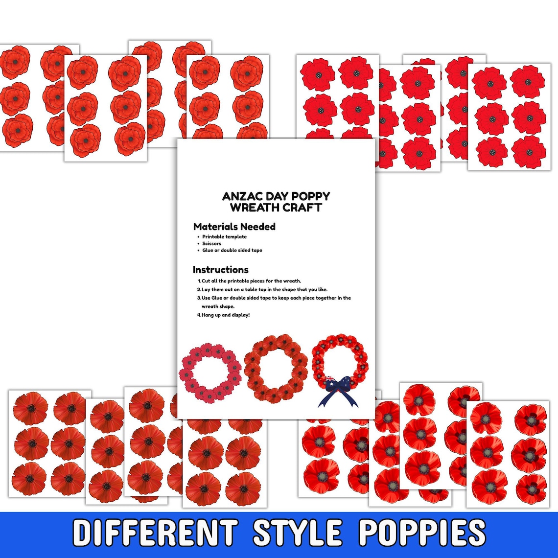 ANZAC Day Poppy Wreath Craft Printable ANZAC Day Activities ANZAC Day ...