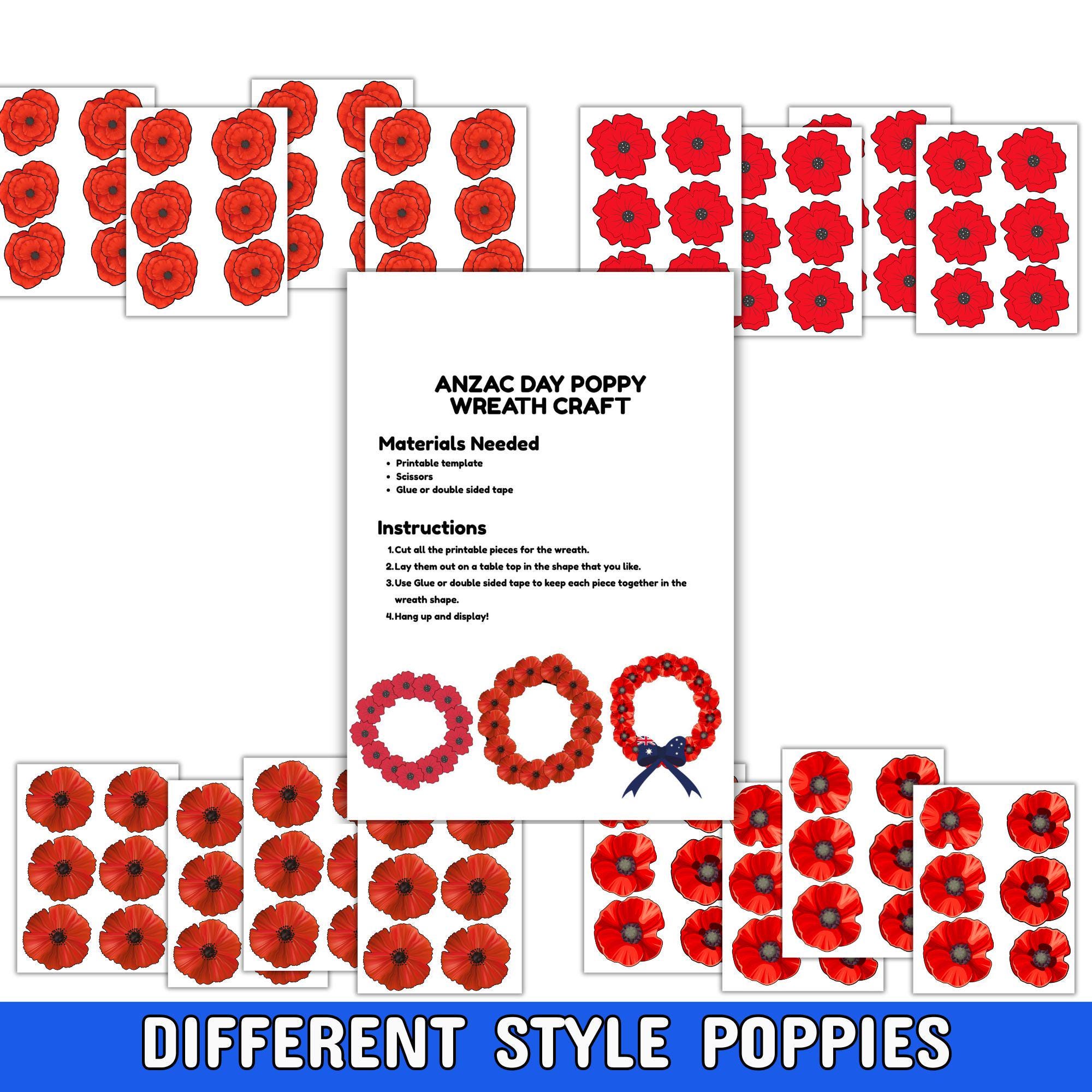 ANZAC Day Poppy Wreath Craft Printable ANZAC Day Activities ANZAC Day ...