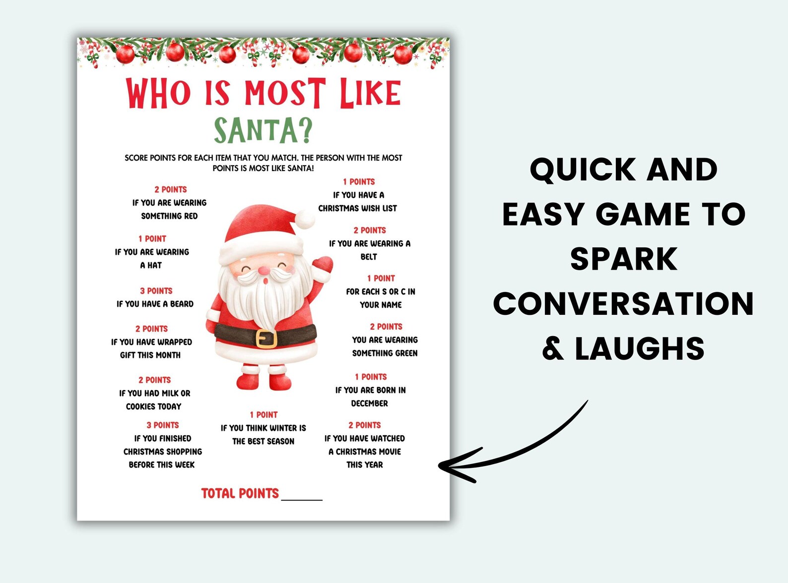 Who is Most Like Santa Game Printable Christmas Game Christmas Party ...