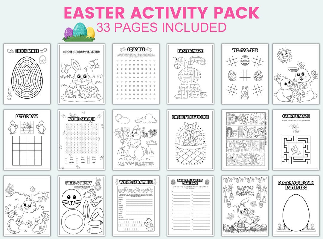 Easter Activity Pack Easter Activity for Kids Easter Coloring Pages ...