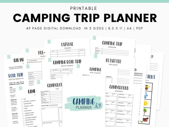 Camping Trip Planner / Printable Camping Planner / RV Planner | Etsy