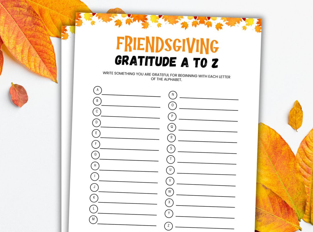 Friendsgiving Gratitude A to Z Game Printable Thanksgiving Game ...