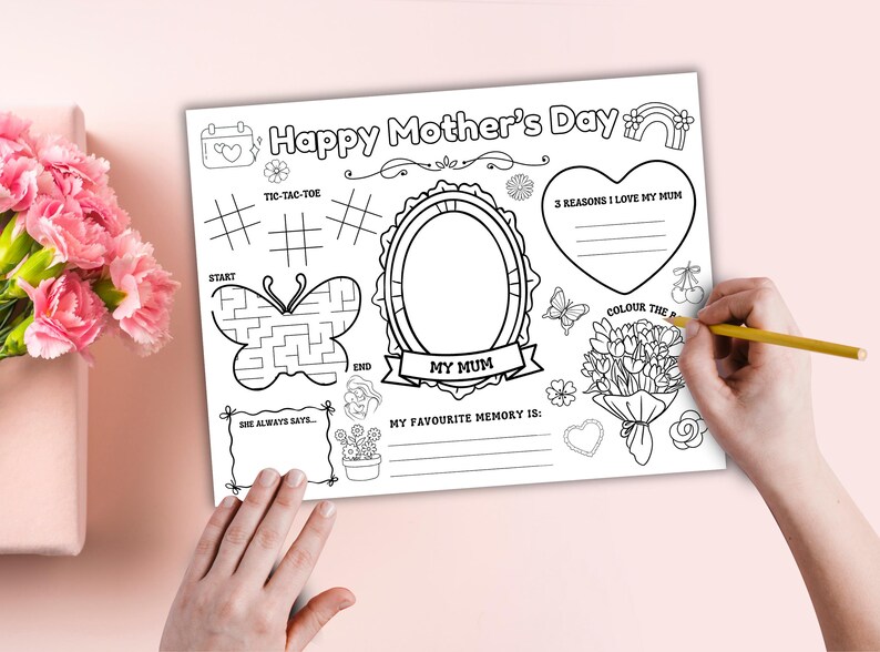Mothers Day Activity Placemat Printable Mothers Day Coloring for Kids ...