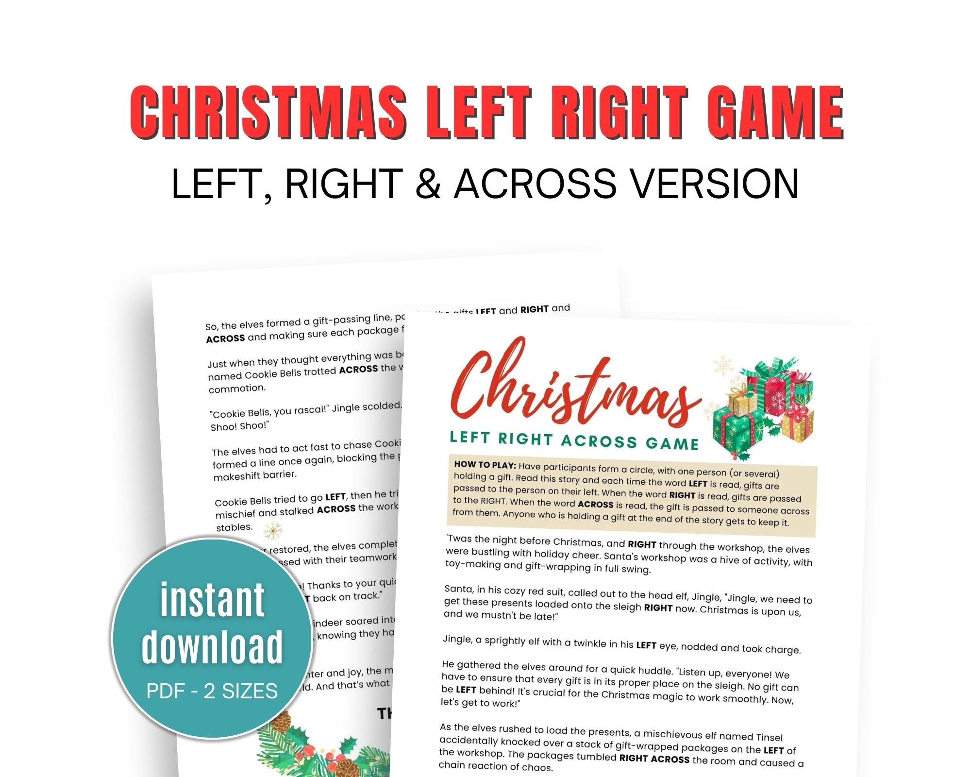 Christmas Left Right Game for Kids Printable Christmas Game for Kids ...
