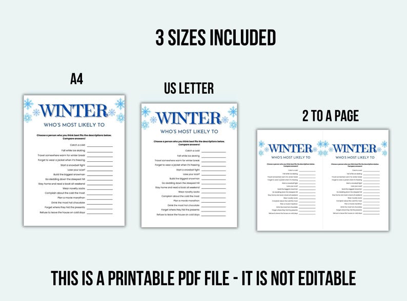 Winter Game Bundle Printable Winter Games Winter Trivia Game Bundle ...