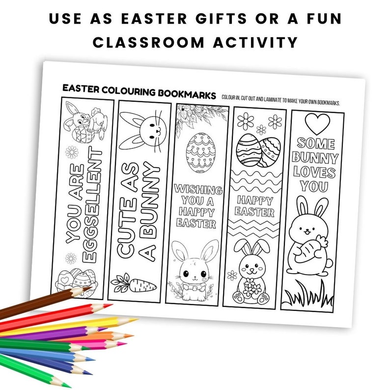 Easter Coloring Bookmarks Printable Easter Bookmarks for Kids Easter ...
