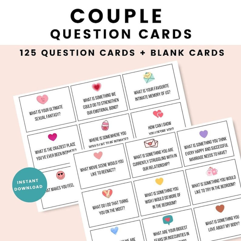 Couple Question Cards, Couple Conversation Cards, Conversation Starters ...