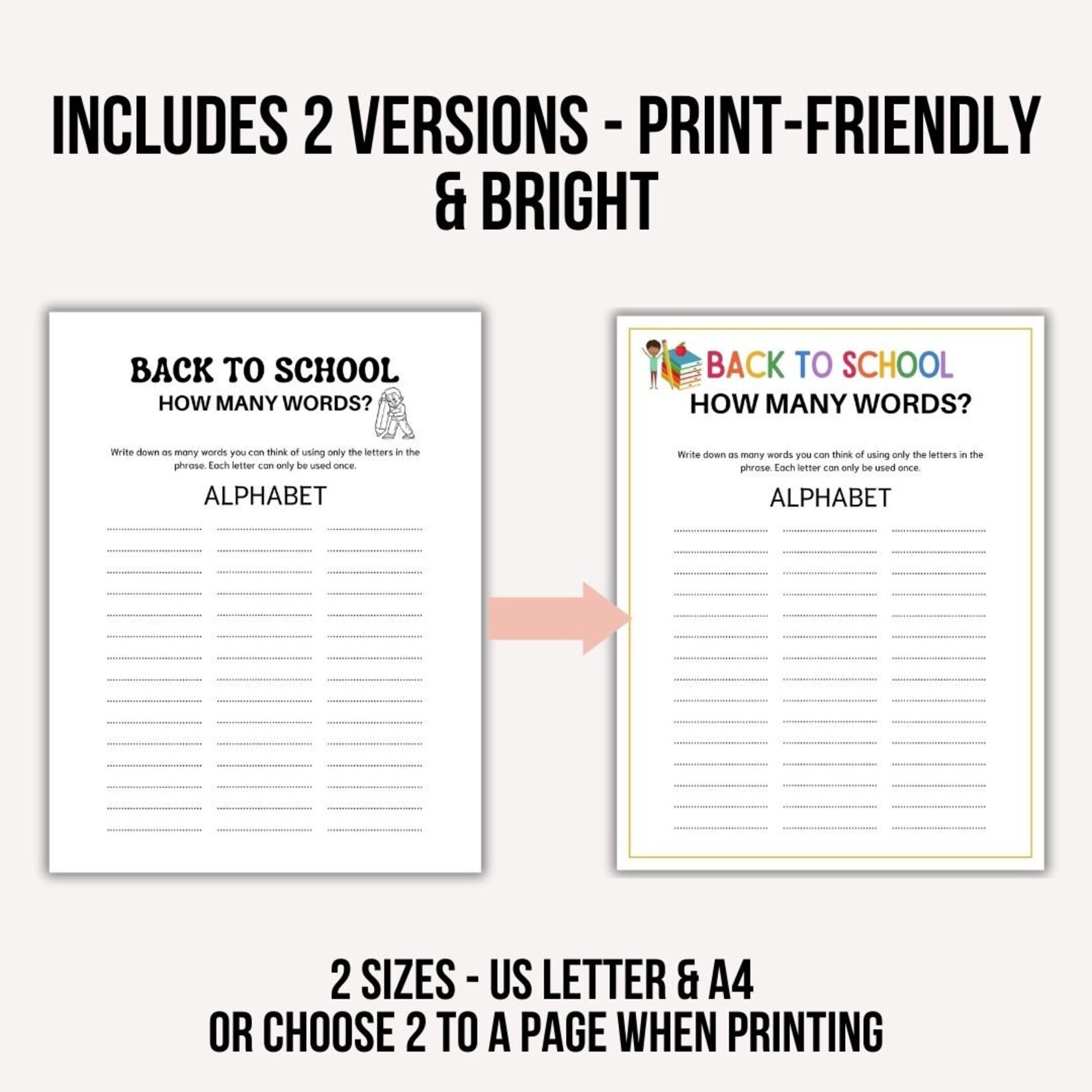 Back to School Alphabet Game First Day of School Activity Printable ...