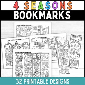 Four Seasons Bookmarks Printable Coloring Bookmarks for Kids Printable ...