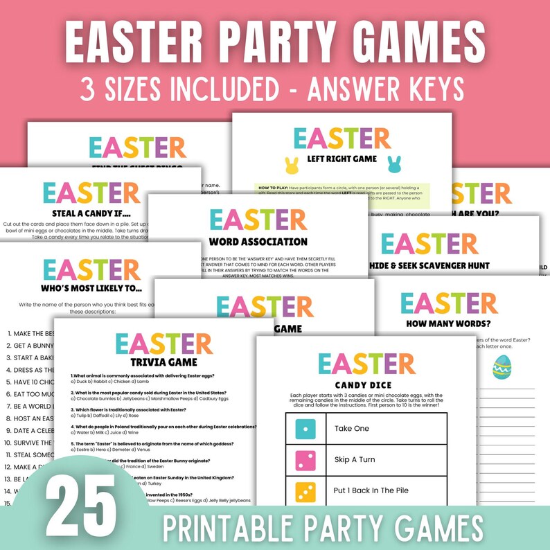 Easter Party Games Printable Easter Games Bundle Easter Games for Kids ...