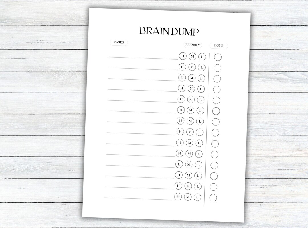 ADHD Brain Dump Planner Printable Brain Dump Templates Executive ...