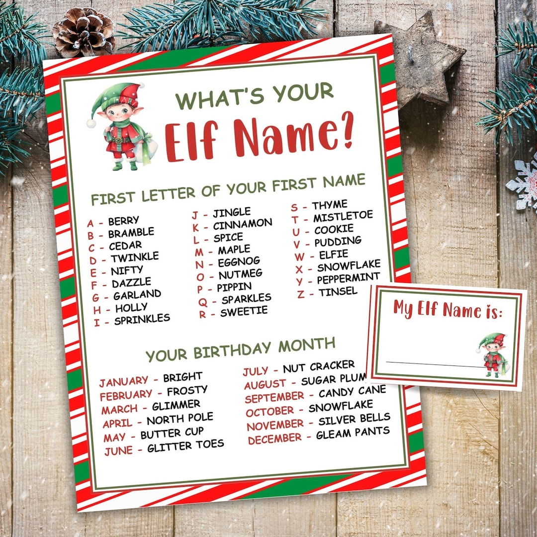 What's Your Elf Name Party Game Printable Elf Game Pirate Name ...