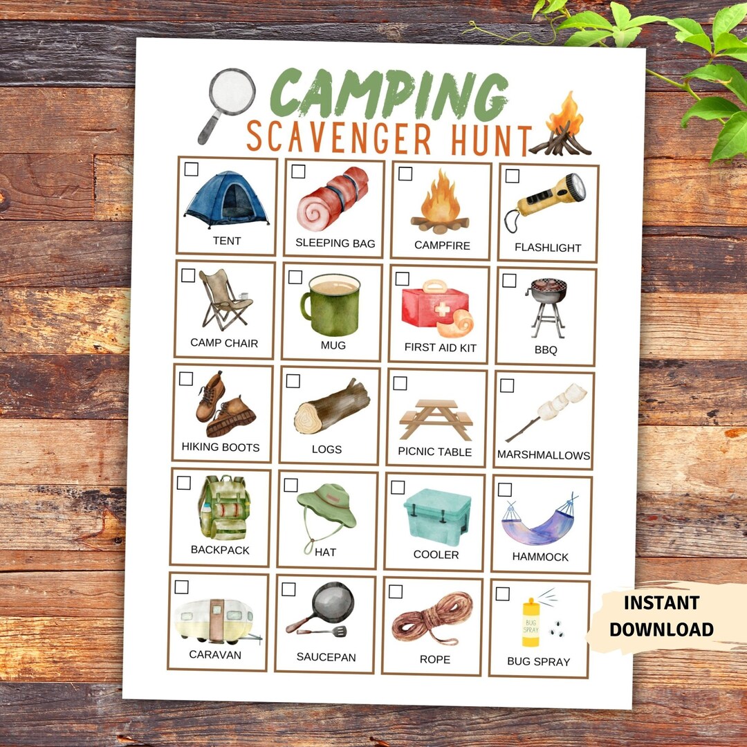 Camping Scavenger Hunt Printable for Kids Nature Scavenger Hunt Camping ...