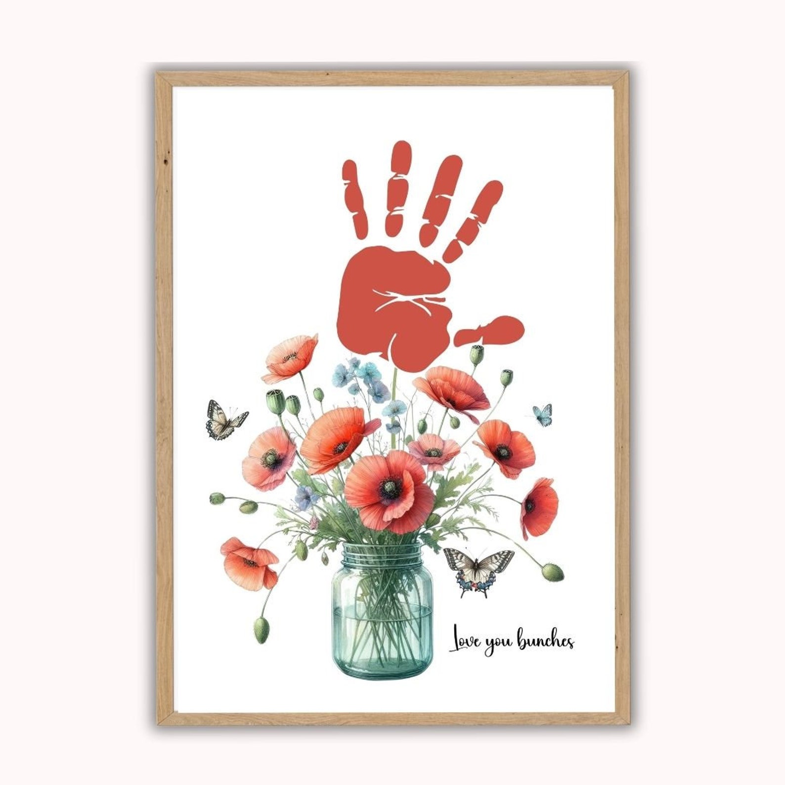 Mother's Day Handprint Art Printable Mason Jar Poppy Handprint Craft ...