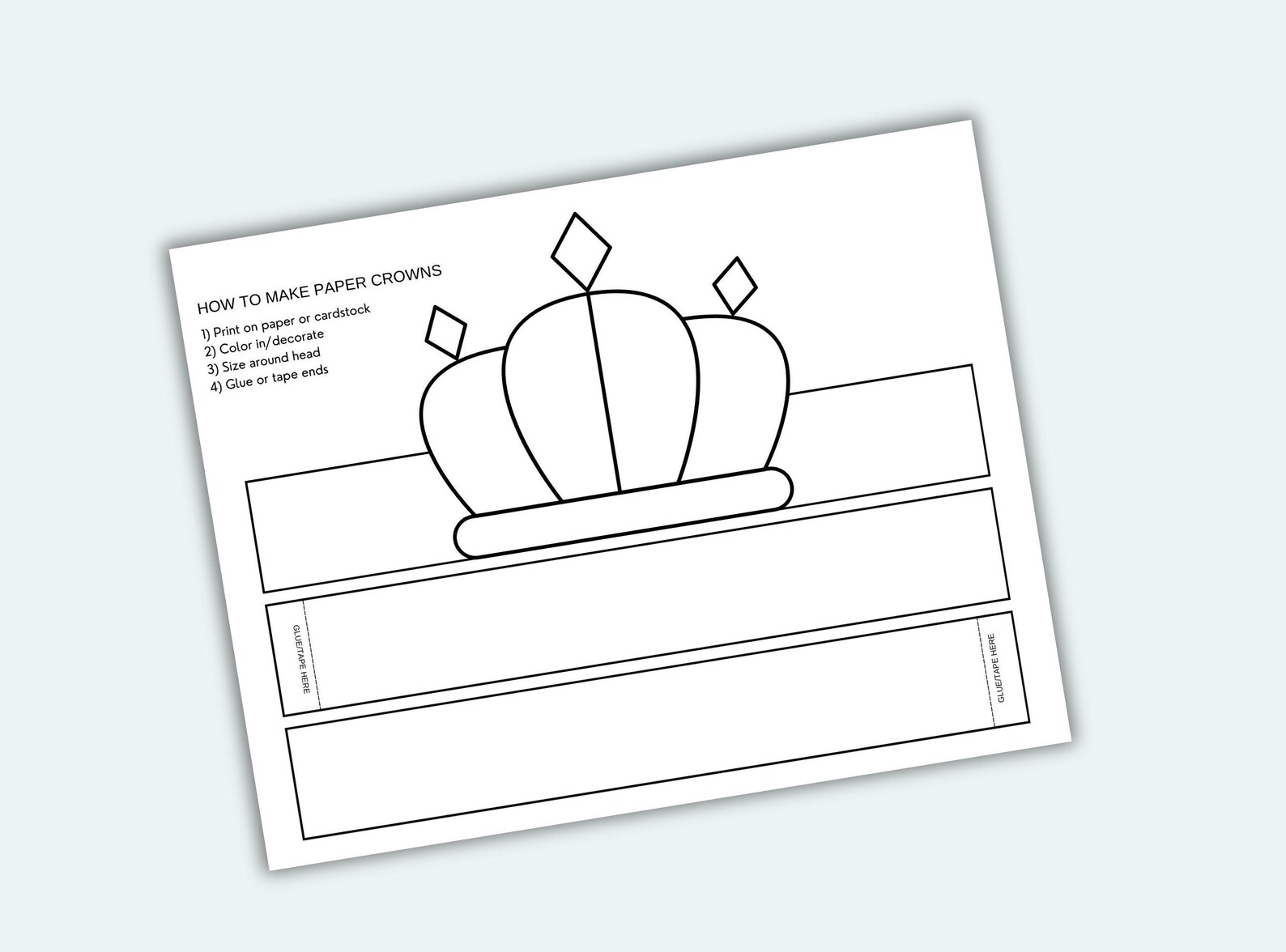 Princess Paper Crown Printable Prince Crown Printable Crown Headband ...