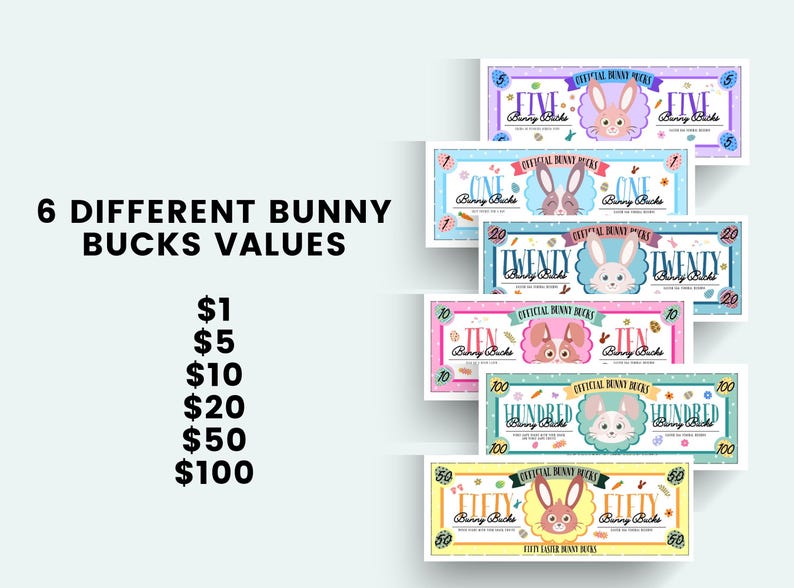 Easter Bunny Bucks Printable Bunny Bucks Easter Basket Filler Easter ...