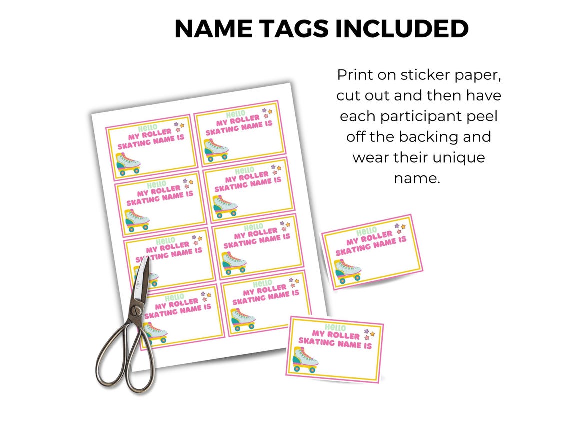 What's Your Roller Skating Name Party Game Printable Skating Party Game ...