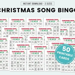 Christmas Song Bingo Game Printable Christmas Games Christmas Music ...