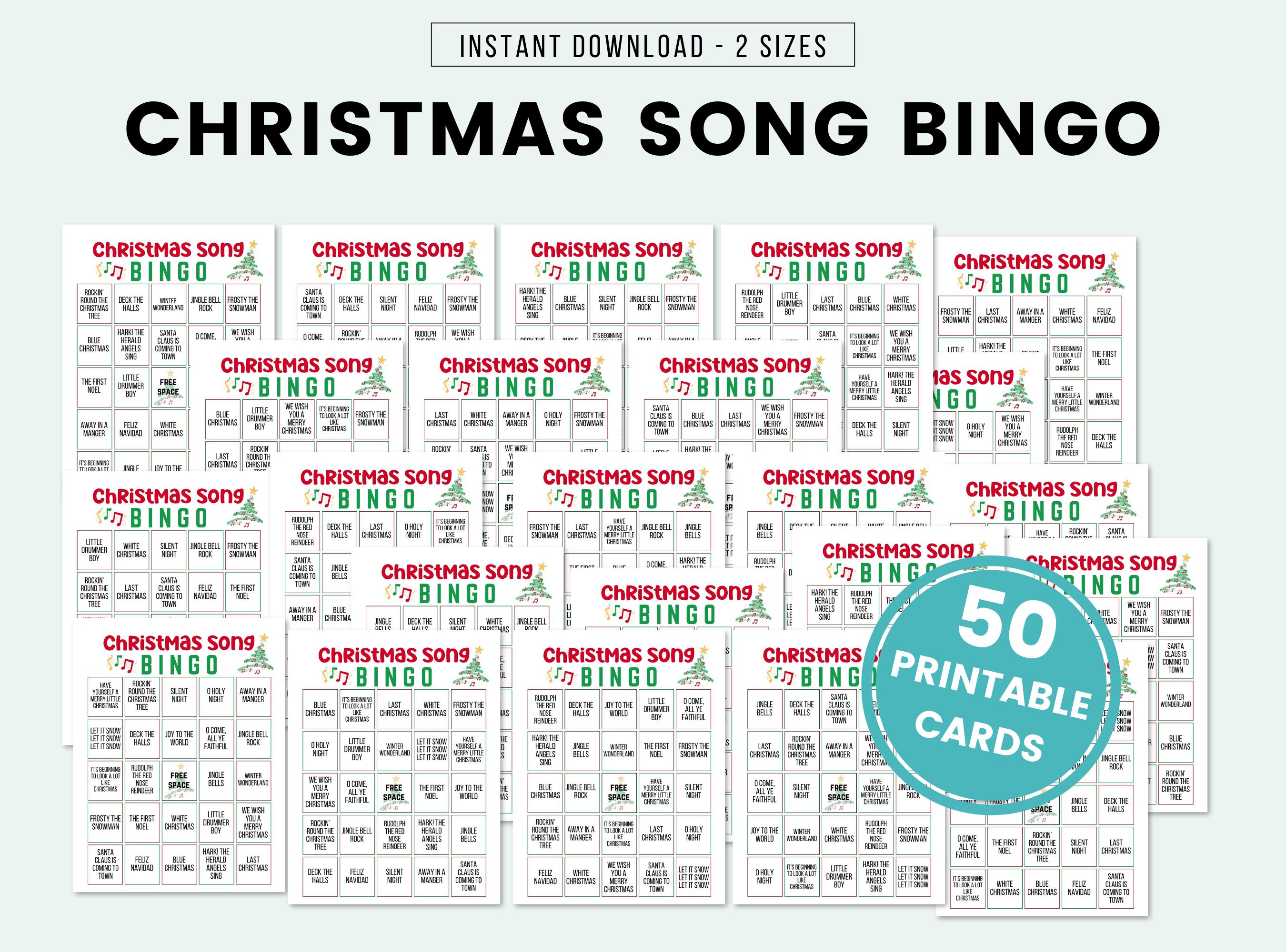 Christmas Song Bingo Game Printable Christmas Games Christmas Music ...