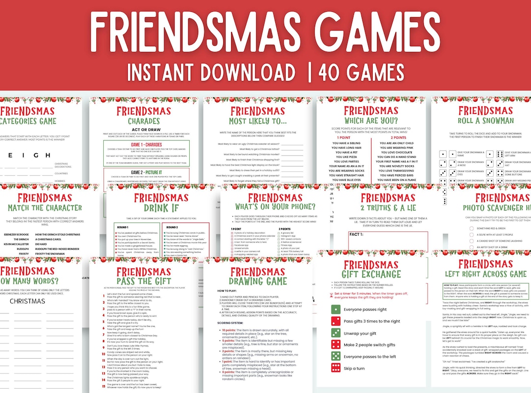 Friendsmas Game Bundle Printable Friendsmas Games Christmas Games ...