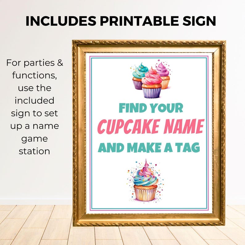 What's Your Cupcake Name Party Game Printable Cupcake Party Game ...