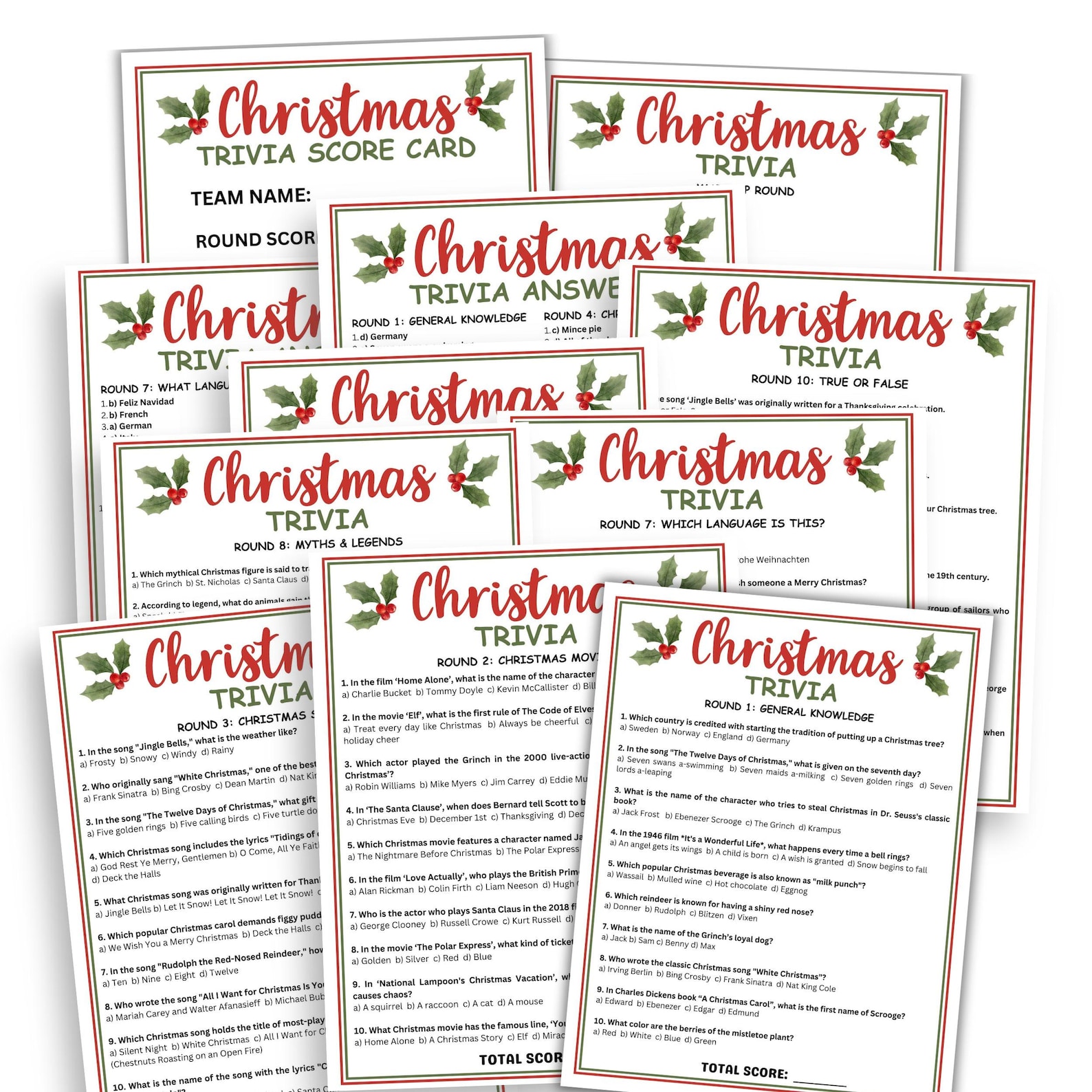 Christmas Trivia Bundle Christmas Trivia Night Printable Trivia Game ...