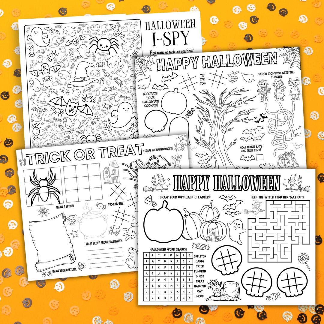 Halloween Activity Placemat Printable Halloween Coloring Placemats ...