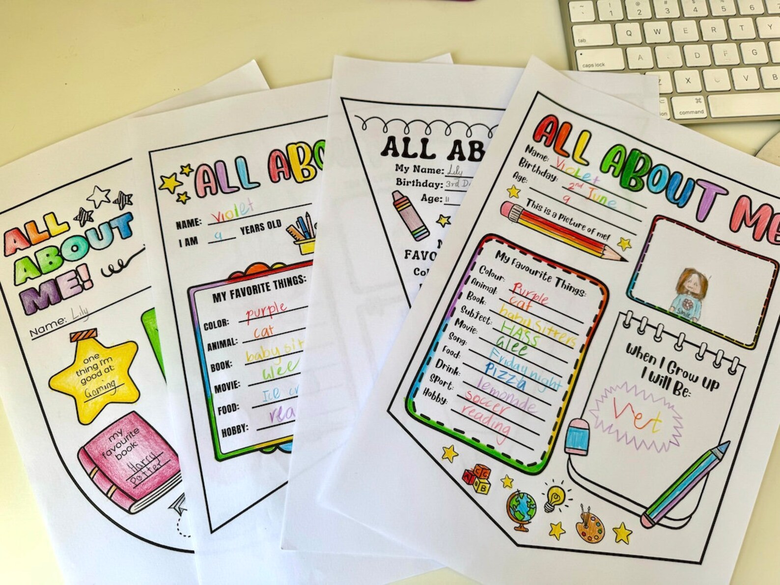 All About Me Banner Bundle First Day of School Printable Back to School ...