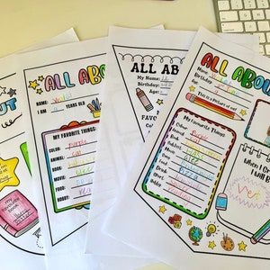 All About Me Banner Bundle First Day of School Printable Back to School ...