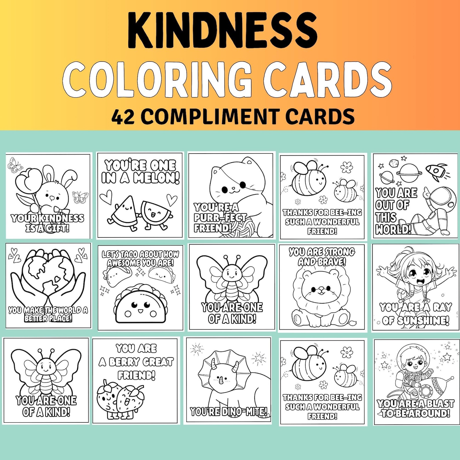 Kindness Cards for Kids Printable Compliment Cards Positivity Cards ...