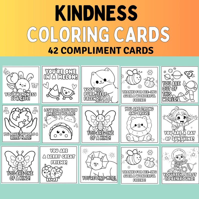 Kindness Cards for Kids Printable Compliment Cards Positivity Cards ...