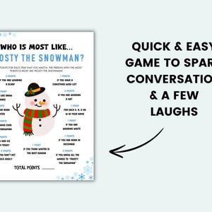 Who is Most Like Frosty the Snowman Game Printable Christmas Game ...