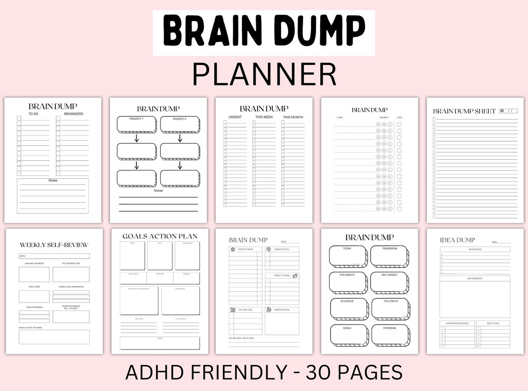 ADHD Brain Dump Planner Printable Brain Dump Templates Executive ...