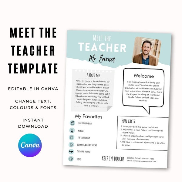 Meet the Teacher Template - Etsy