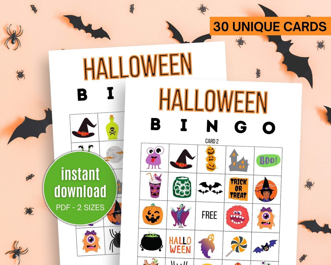 Halloween Bingo Game, Printable Halloween Game for Kids, Halloween ...