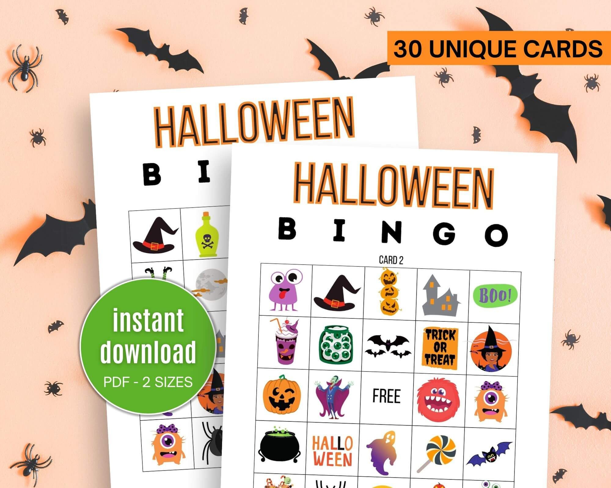 Halloween Bingo Game, Printable Halloween Game for Kids, Halloween ...